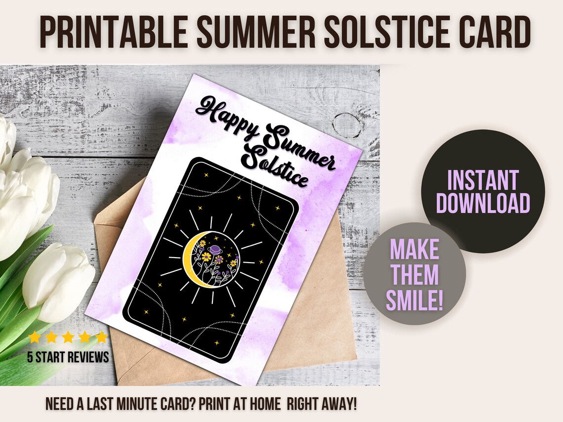 Printable Summer Solstice Card Happy Summer Solstice Card for Friend ...