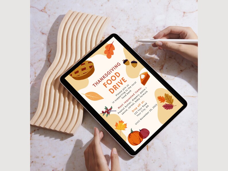 Editable Thanksgiving Food Drive Flyer Template Fall Food Drive Poster ...