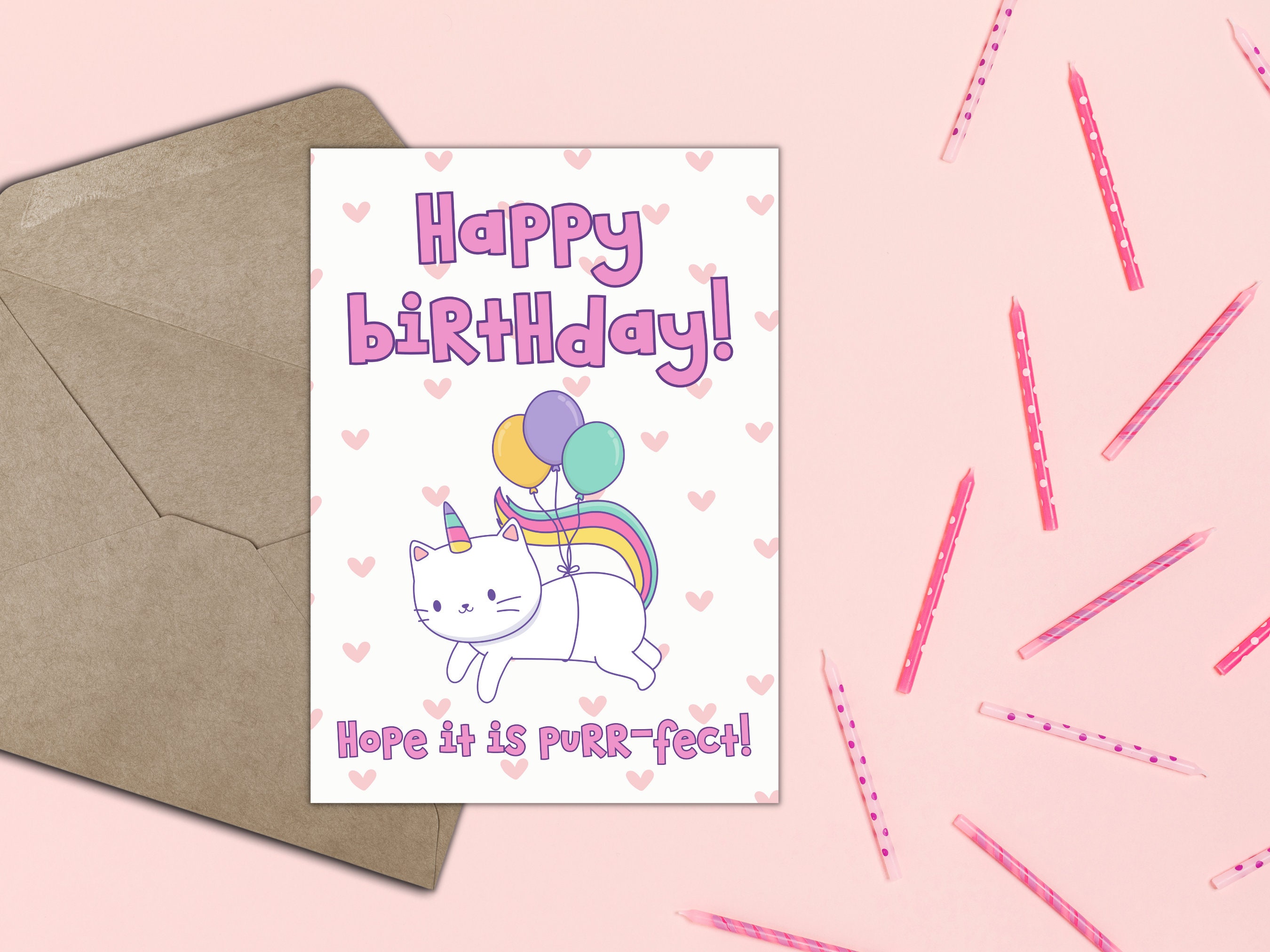 Printable Caticorn Birthday Card Kittycorn Card Cat Unicorn Party ...