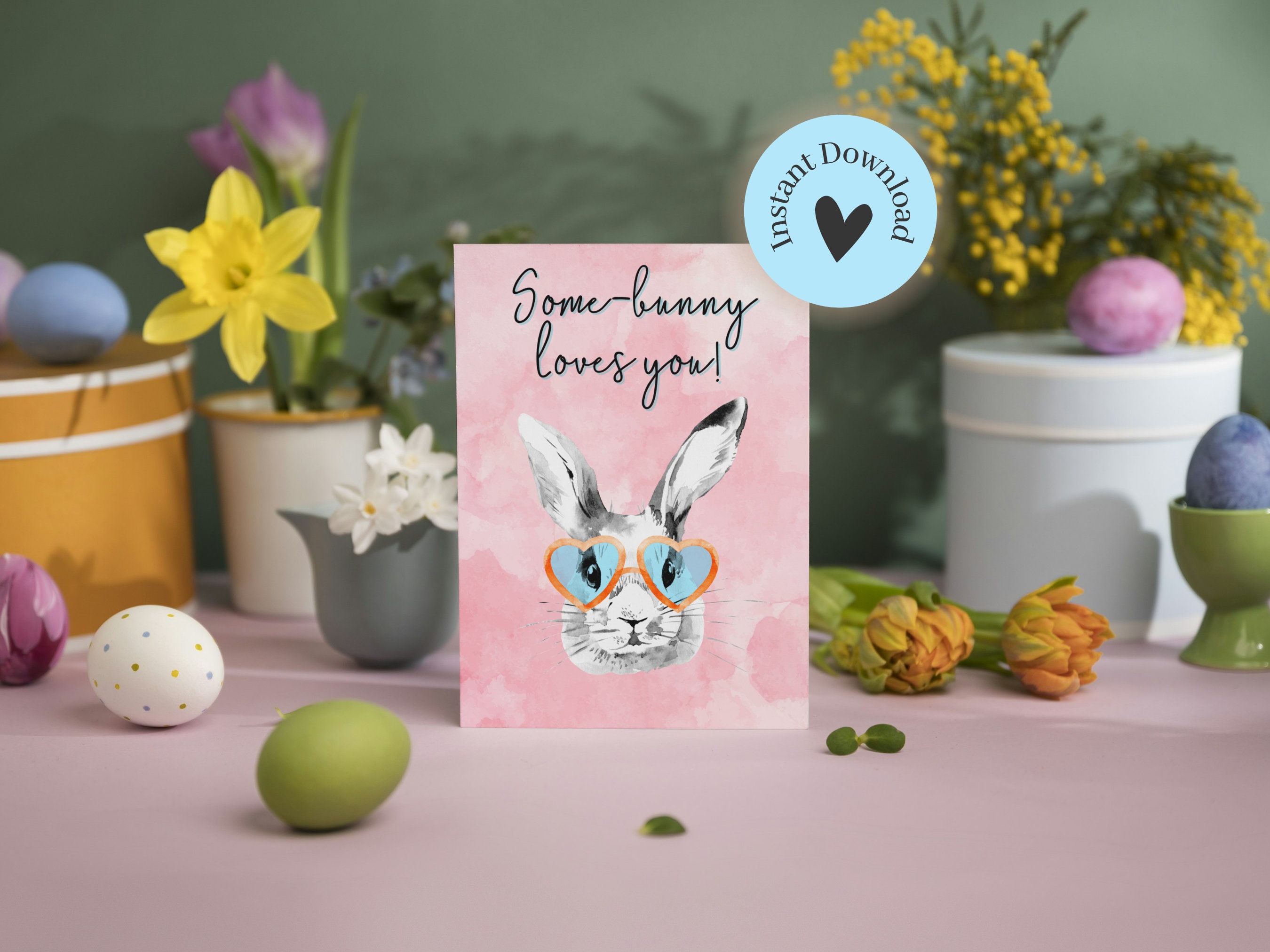 Printable Some-bunny Love You Card Somebunny Love You Easter Card Hoppy ...