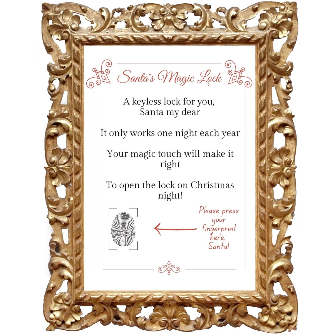 Cute Printable Santa's Magic Key Sign With Fingerprint Recognition ...