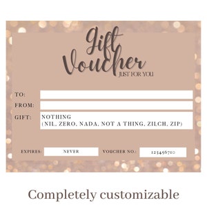 The Gift of Nothing Printable Gift Certificate | Gag Gift Custom ...