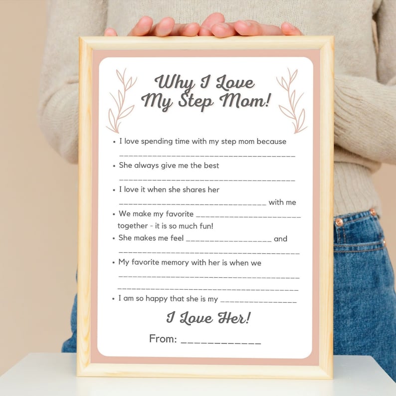 Why I Love My Step Mom Fill-in the Blanks Activity for Kids - Etsy