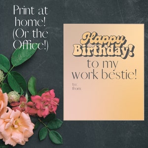 Happy Birthday to My Work Bestie | Boho Aesthetic | Retro | Card + Gift ...