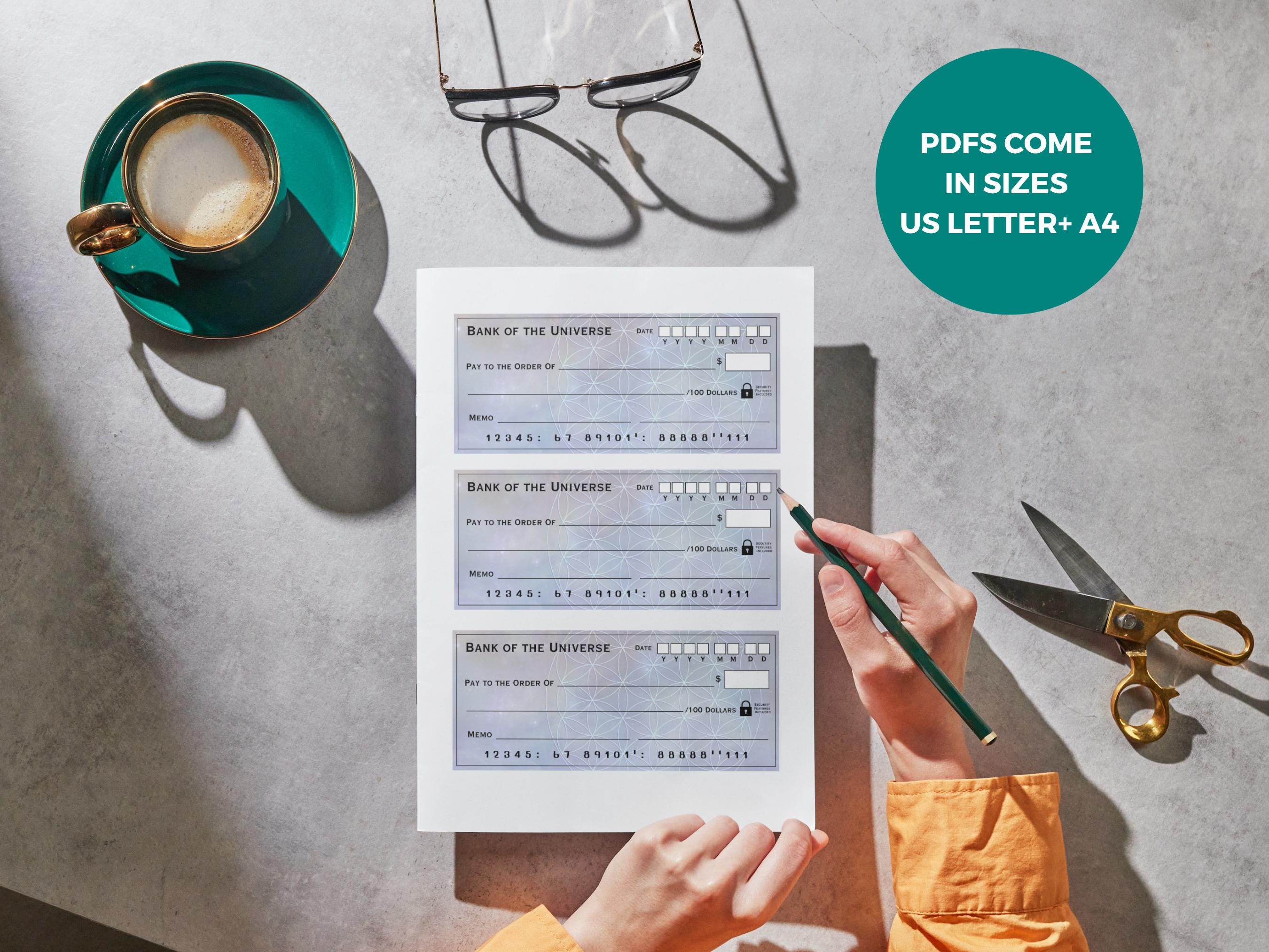 Buy Bank of the Universe Cheque Template Wealth Manifestation Cheque ...