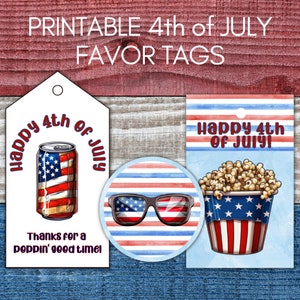 Printable 4th of July Favor Tags 4th of July Cupcake Toppers Indepence ...