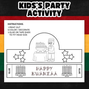 Kwanzaa Paper Crown Coloring Craft, Decorations, Happy Kwanzaa, Kinara ...