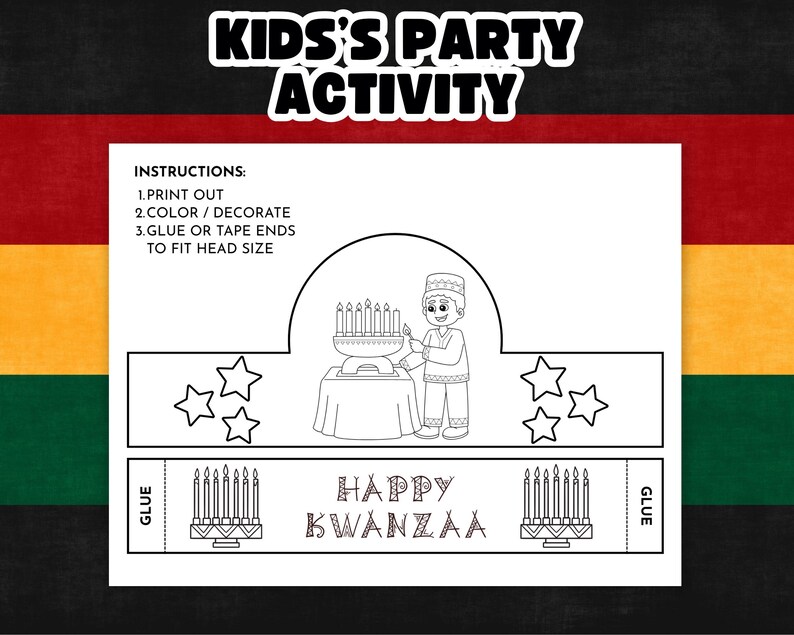 Kwanzaa Paper Crown Coloring Craft, Decorations, Happy Kwanzaa, Kinara ...