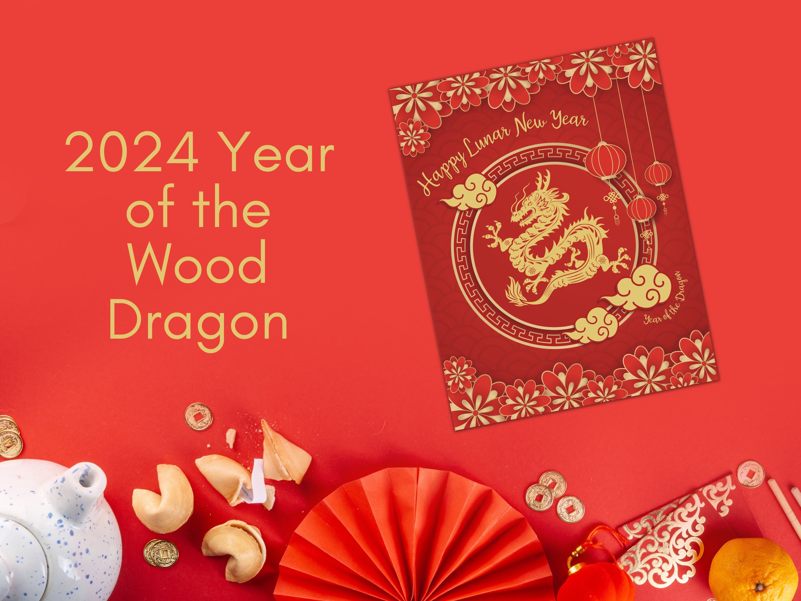 Printable Happy Chinese New Year Card Lunar New Year Card 2024 Year of ...
