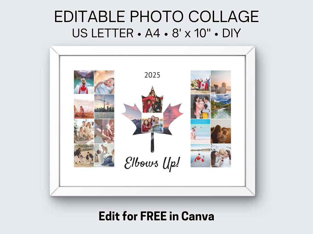 Editable Elbows up Canada Flag Photo Collage, Sublimation Design, Never ...