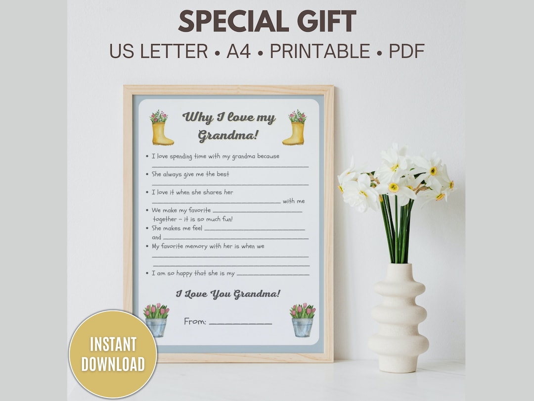 Why I Love My Grandma | Fill-in the Blanks Activity for Kids | Gift for ...