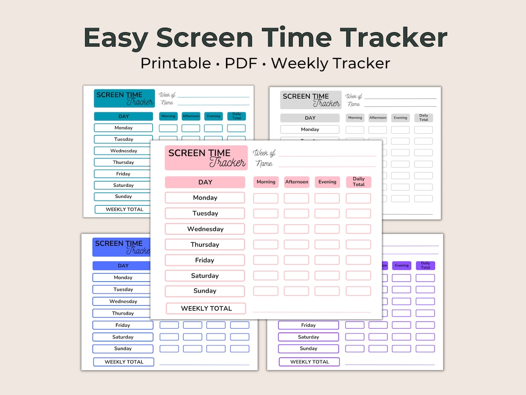 Simple Screen Time Tracker for Kids or Adults | Daily + Weekly Screen ...