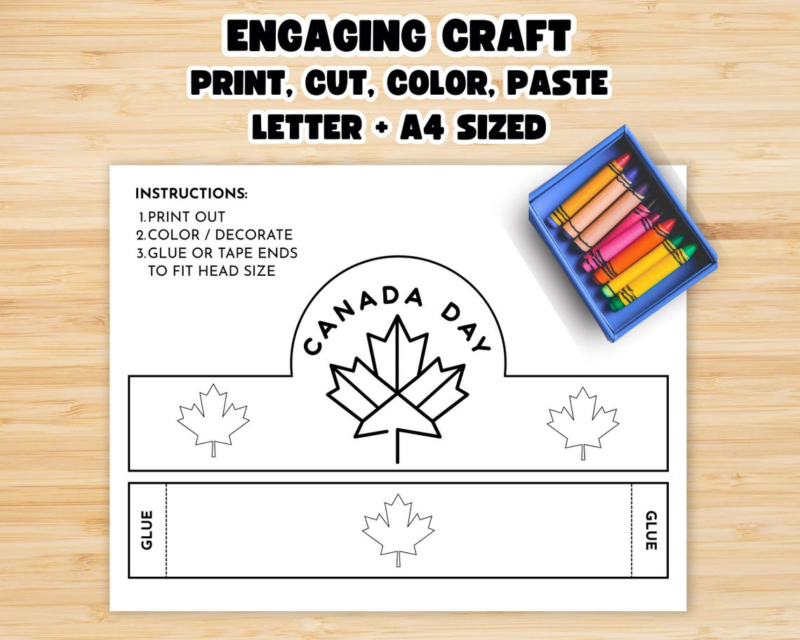 Canada Day Paper Crown Coloring Craft, Proud Canadian, Elbows up ...