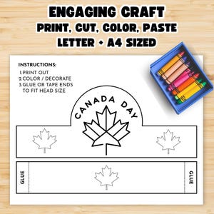 Canada Day Paper Crown Coloring Craft, Proud Canadian, Elbows up ...