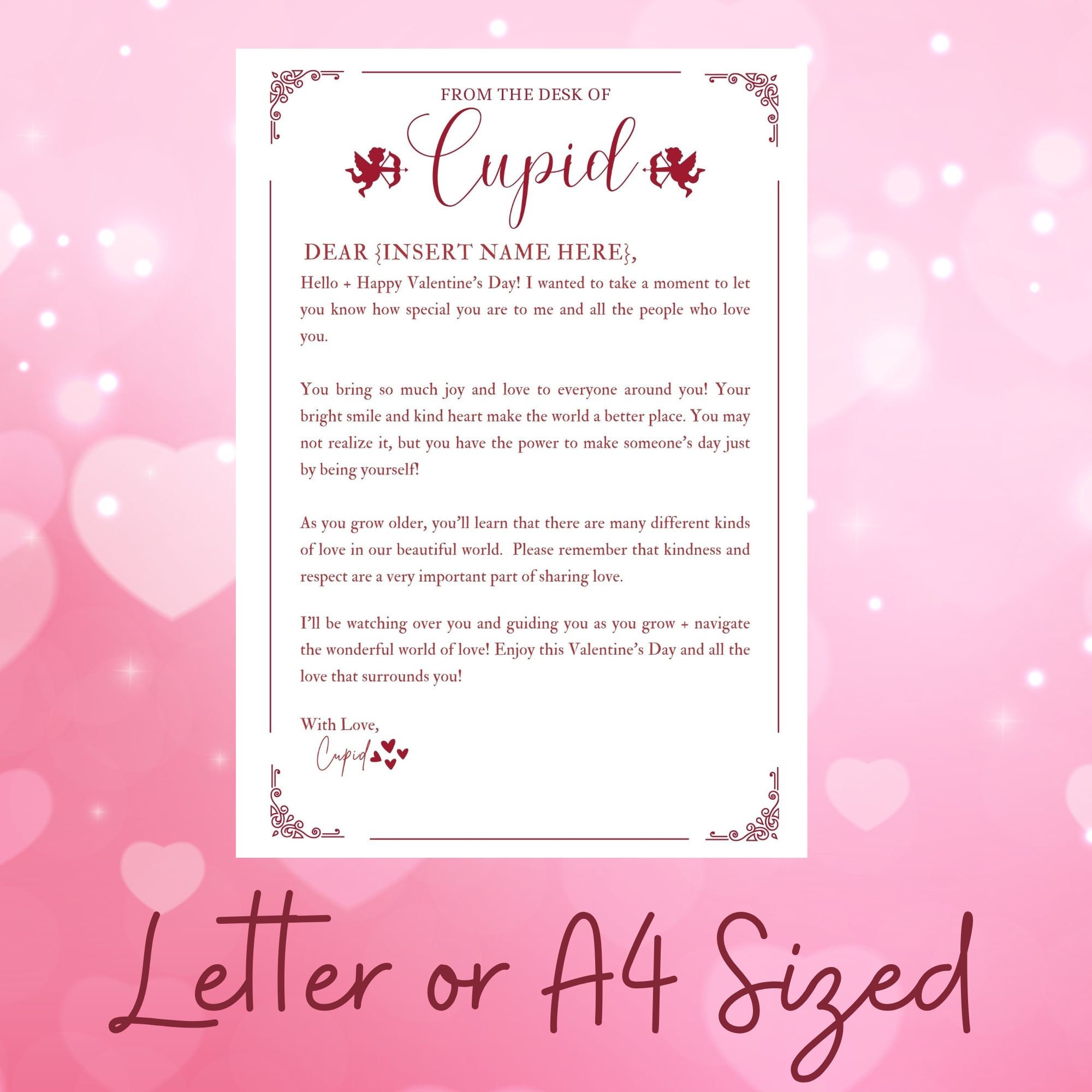 Customizable Letter From Cupid Happy Valentine's Day Instant Download ...
