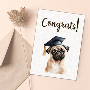 Funny Graduation Card Printable Graduation Card Congrats Card Pug Dog ...