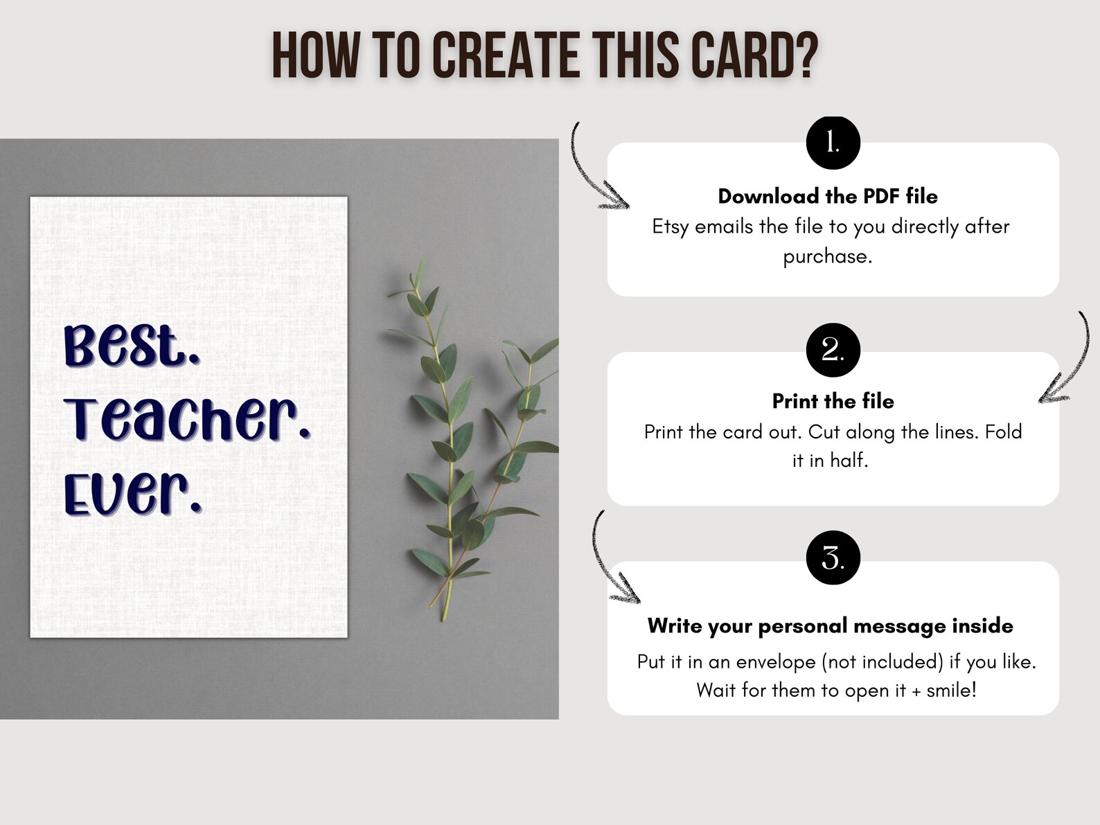 Printable Teacher Appreciation Card Best Teacher Ever Teacher Thank You ...