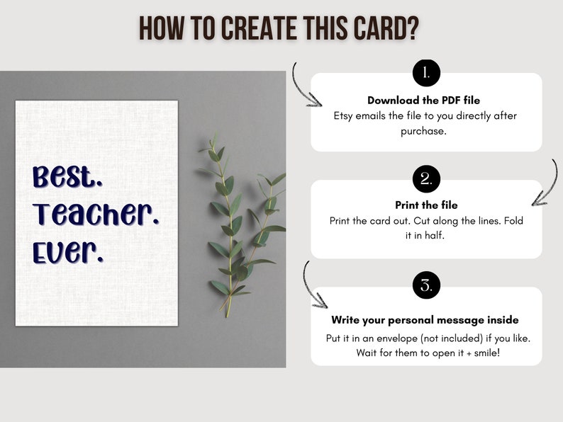 Printable Teacher Appreciation Card Best Teacher Ever Teacher - Etsy