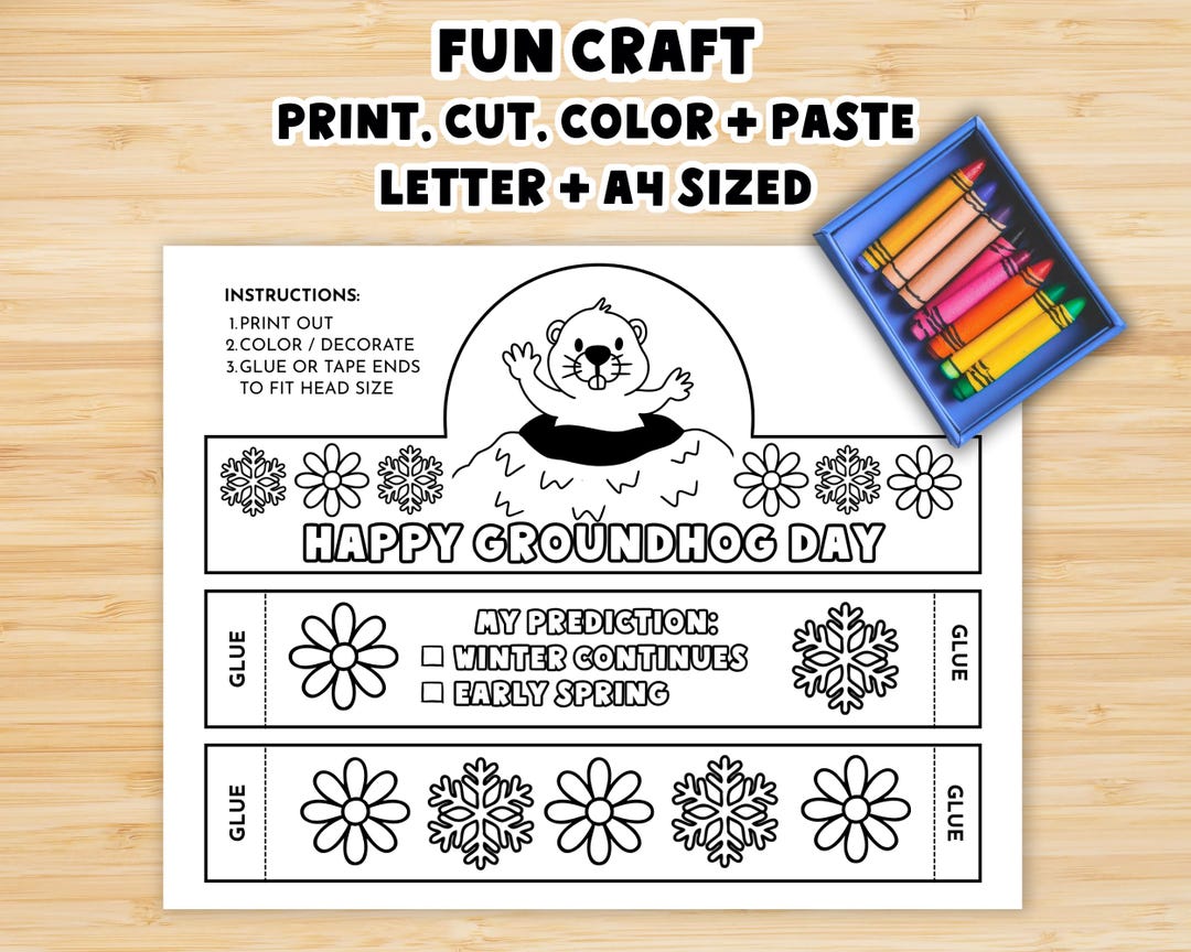 Groundhog Day Printable Craft Activity for Kids: Paper Crown Printable ...