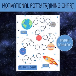 Outer Space Kids Reward Chart My Potty Chart Rocket Ship Potty Training ...