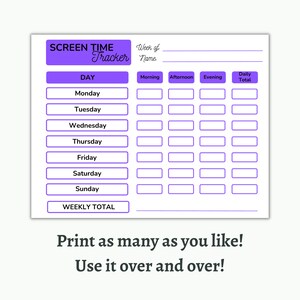 Simple Screen Time Tracker for Kids or Adults | Daily + Weekly Screen ...