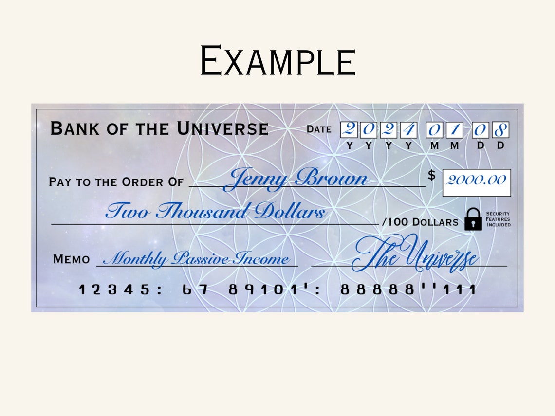 Bank of the Universe Cheque Template Manifestation Cheque Vision Board ...