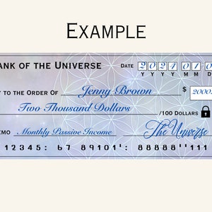 Bank of the Universe Cheque Template Manifestation Cheque Vision Board ...
