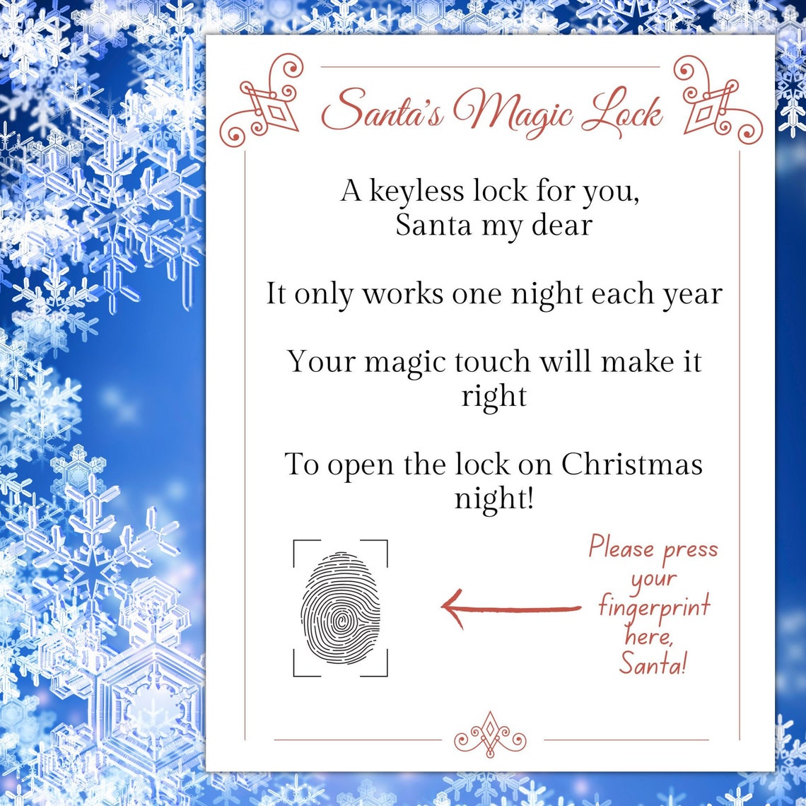 Cute Printable Santa's Magic Key Sign With Fingerprint Recognition ...