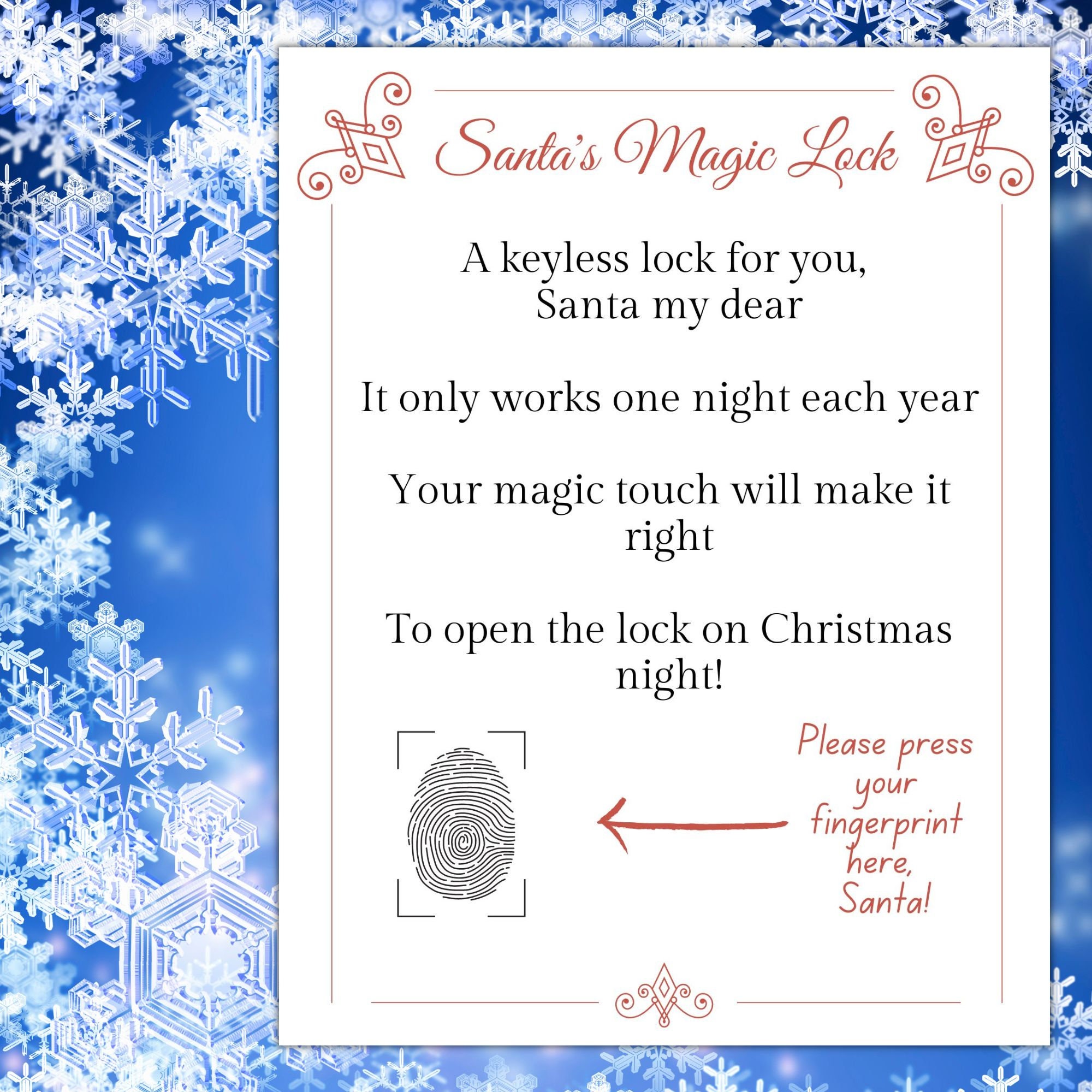 Cute Printable Santa's Magic Key Sign With Fingerprint Recognition ...