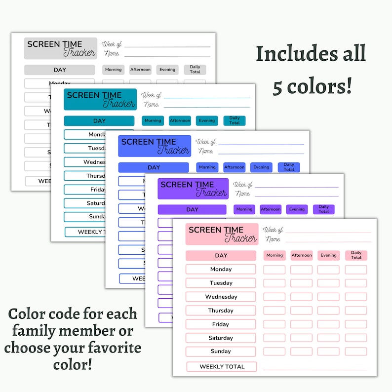 Simple Screen Time Tracker for Kids or Adults | Daily + Weekly Screen ...