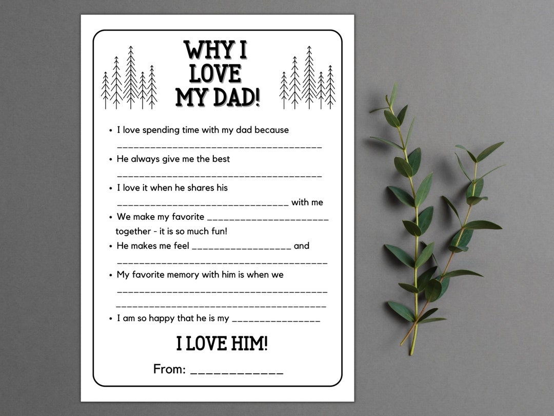 Printable Why I Love My Dad Custom Fill-in the Blanks Activity for Kids ...