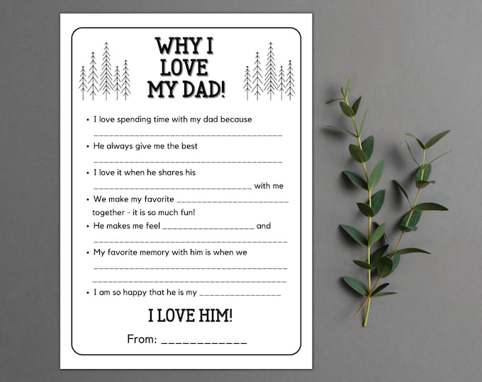 Printable Why I Love My Dad Custom Fill-in the Blanks Activity for Kids ...