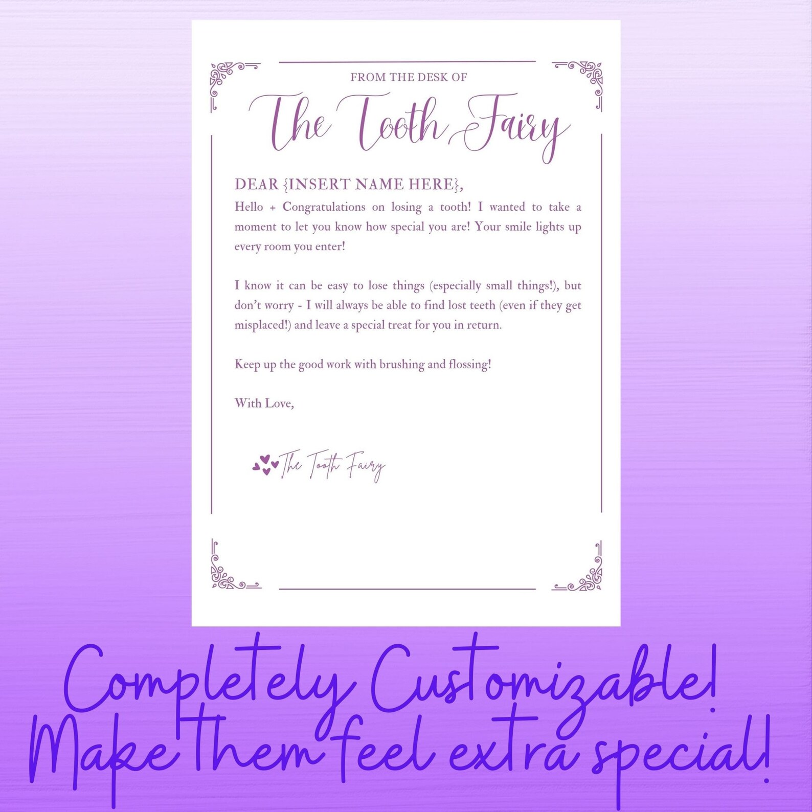 Customizable Letter From the Tooth Fairy Misplaced Tooth No Money ...