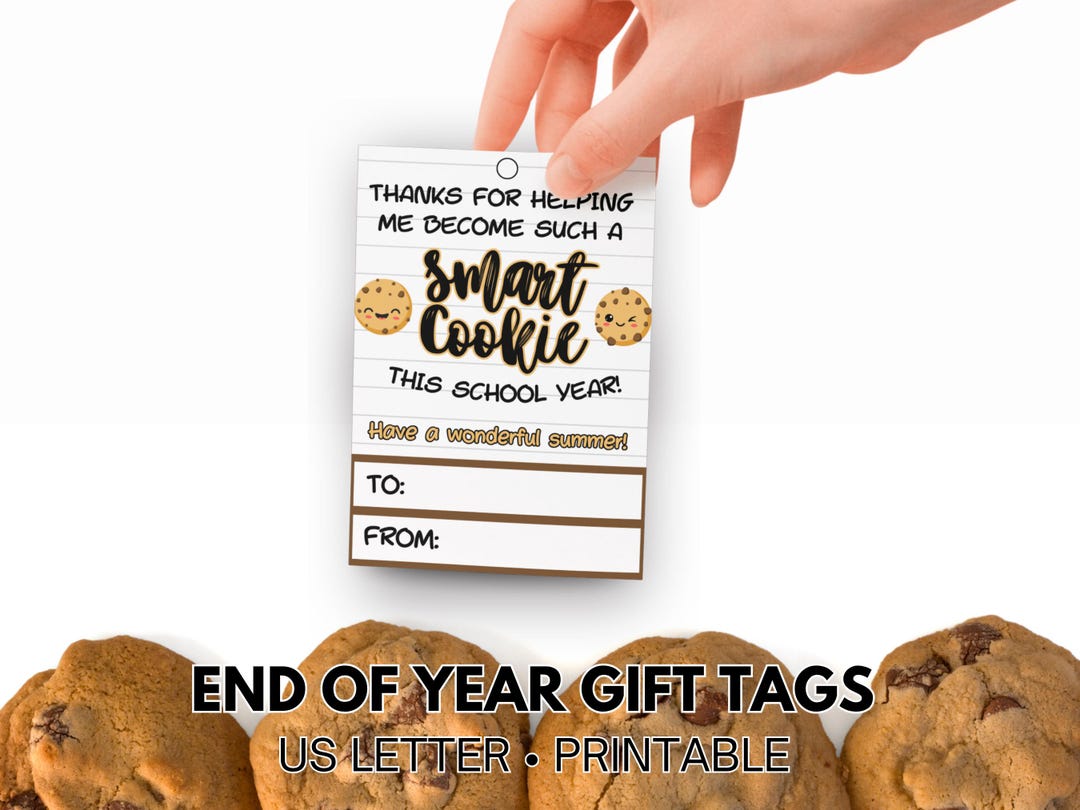One Smart Cookie Tag End of Year Gift, Teacher Cookies, Gift for ...