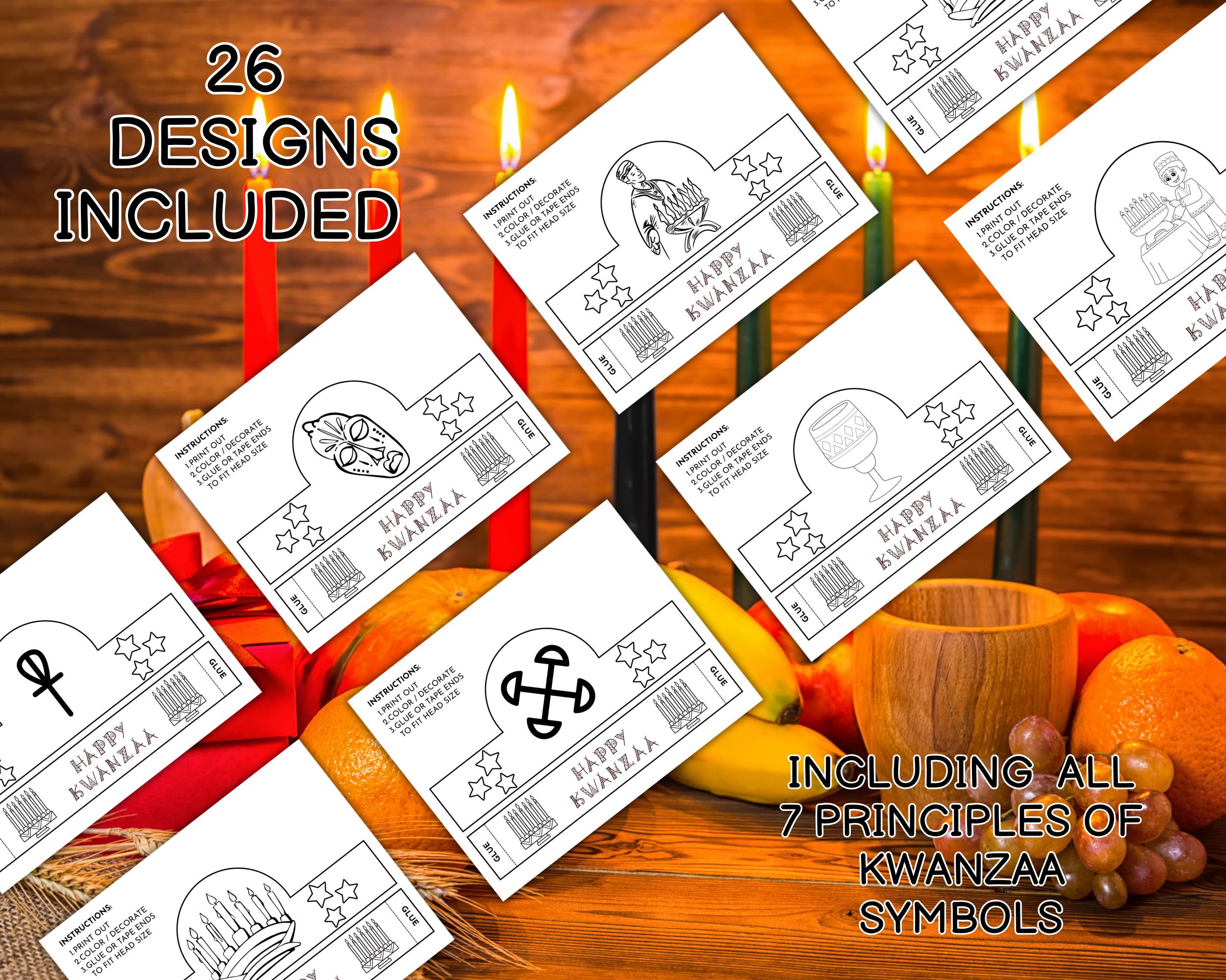 Kwanzaa Paper Crown Coloring Craft, Decorations, Happy Kwanzaa, Kinara ...