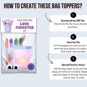 Printable Valentine's Love Monster Kit Bag Topper, Valentine Craft Kit ...