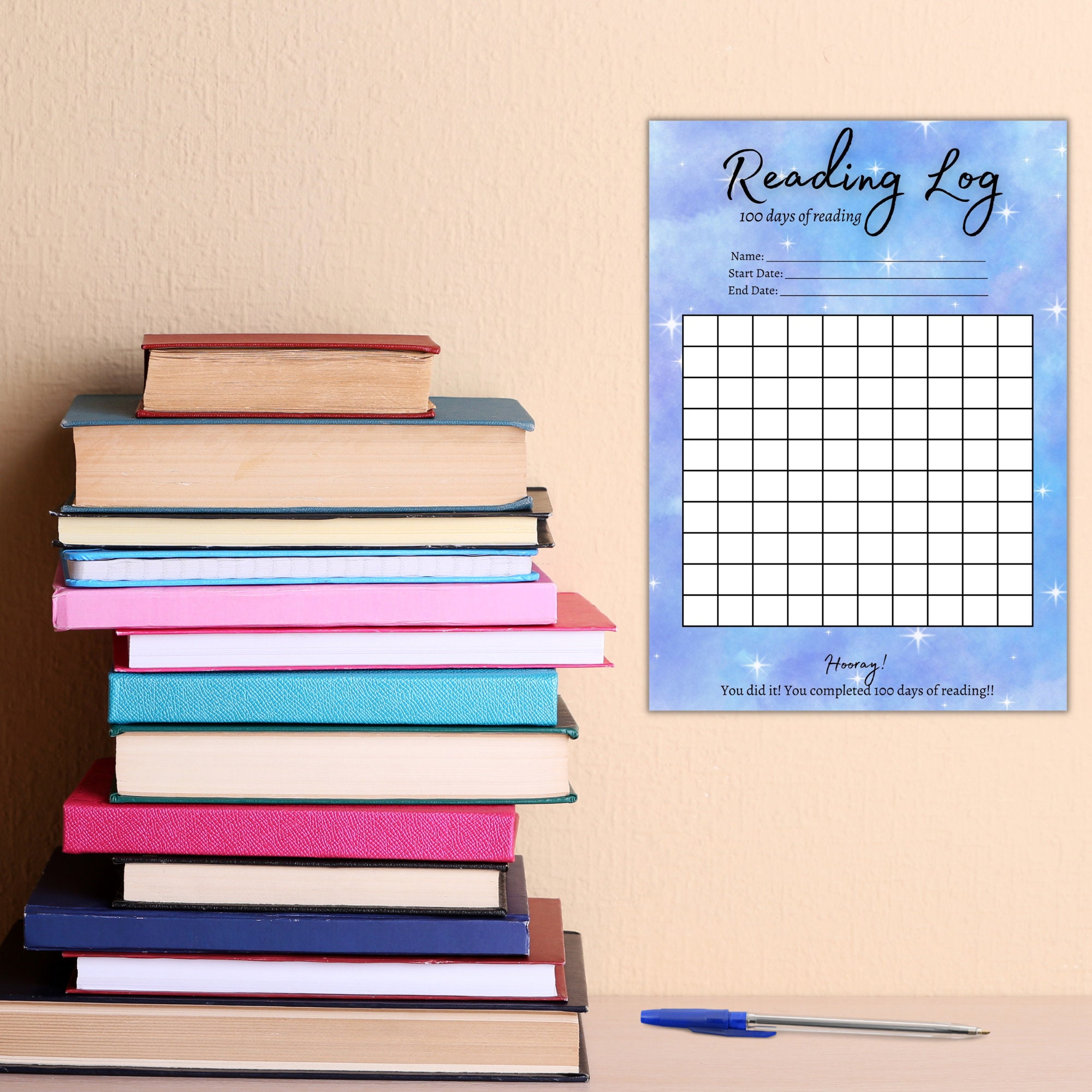 Kids Reading Log 100 Days of Reading Tracking Sheet Summer - Etsy