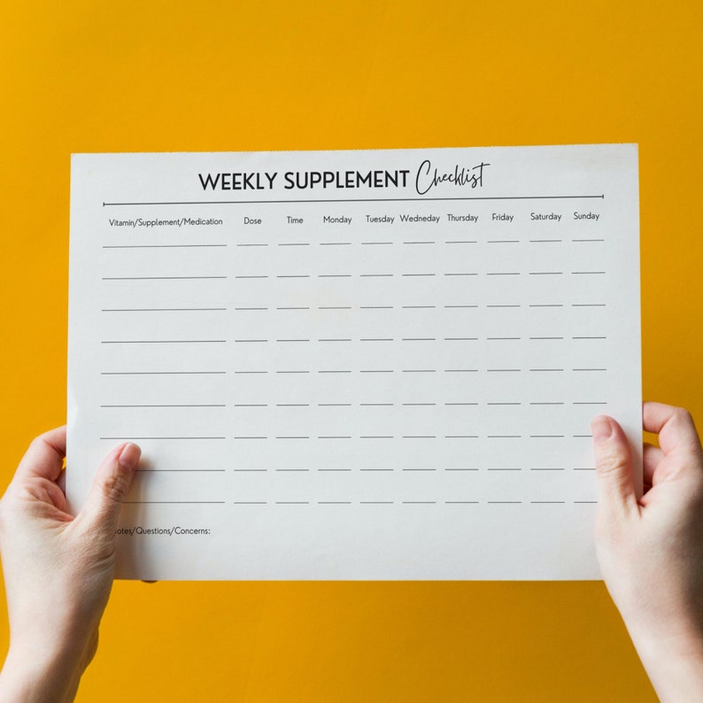 Self Care Checklist Medication Tracker Medication Checklist Minimalist ...