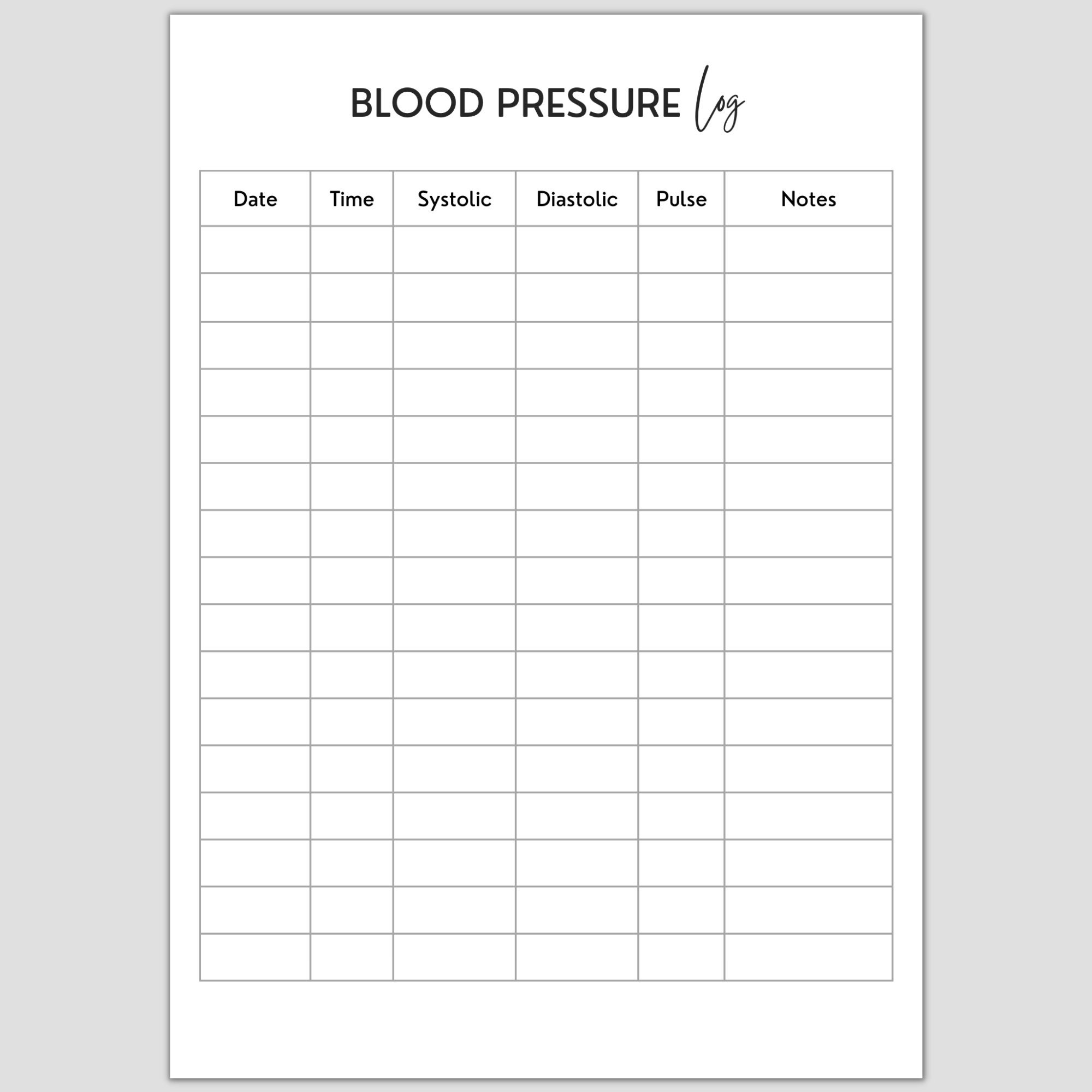 Printable Blood Pressure Sheet for Pregnancy Blood Pressure Tracker ...