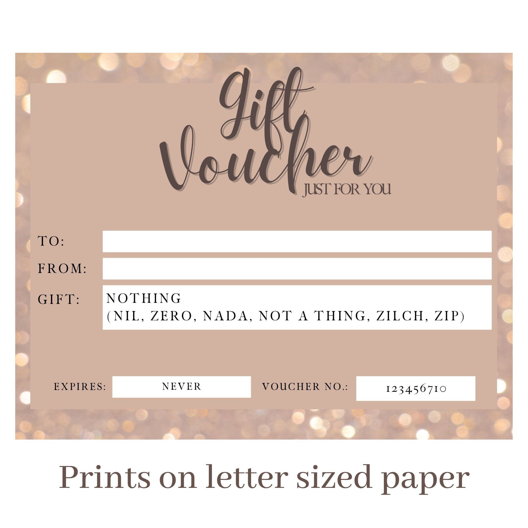 The Gift of Nothing Printable Gift Certificate | Gag Gift Custom ...