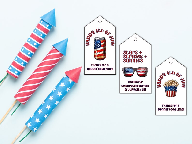 Printable 4th of July Favor Tags 4th of July Cupcake Toppers Indepence ...