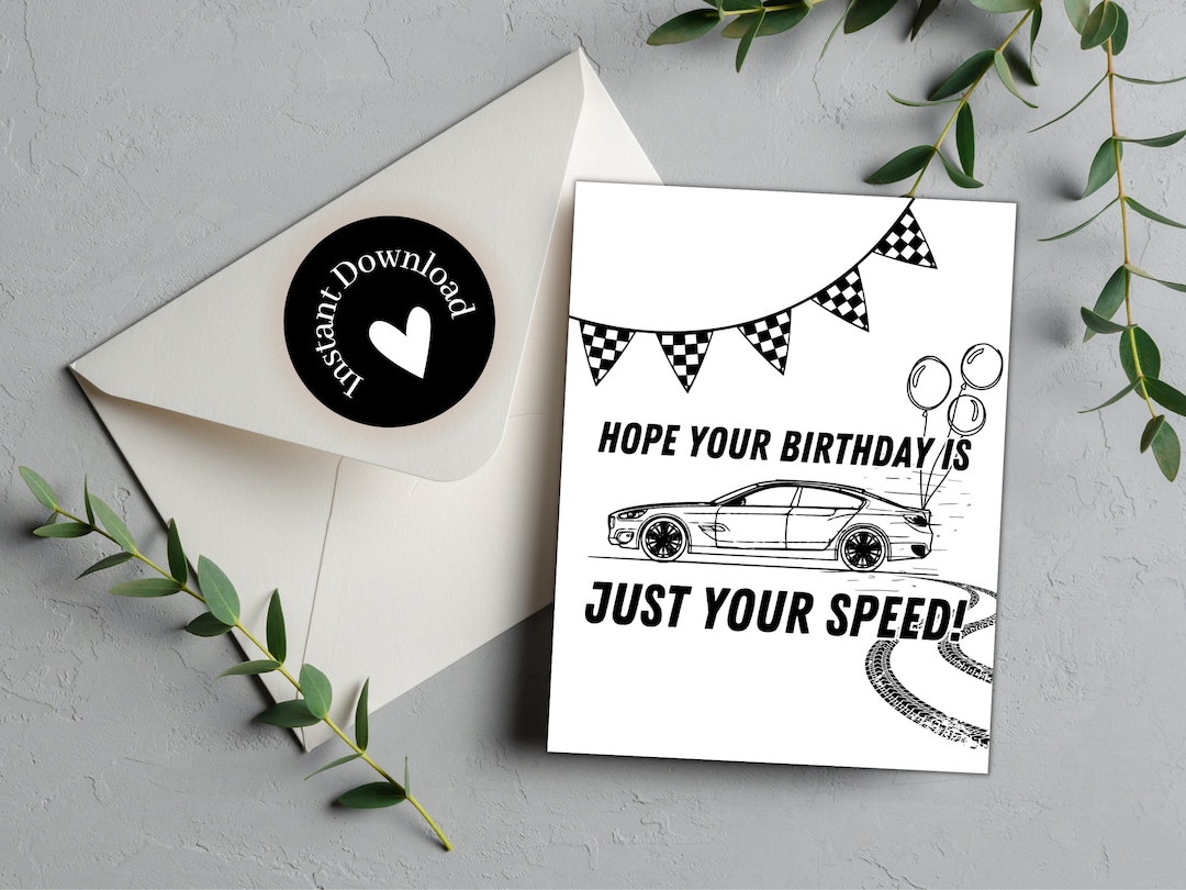 Printable Race Car Birthday Card Birthday Card Two Fast Birthday Fast ...