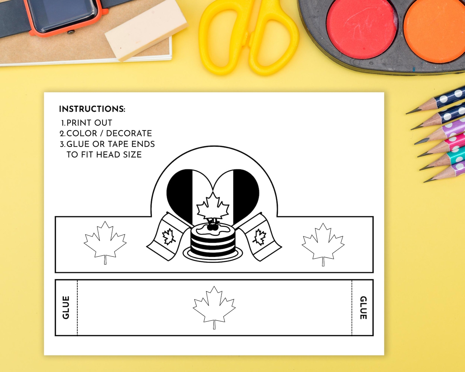 Canada Day Paper Crown Coloring Craft, Proud Canadian, Elbows up ...
