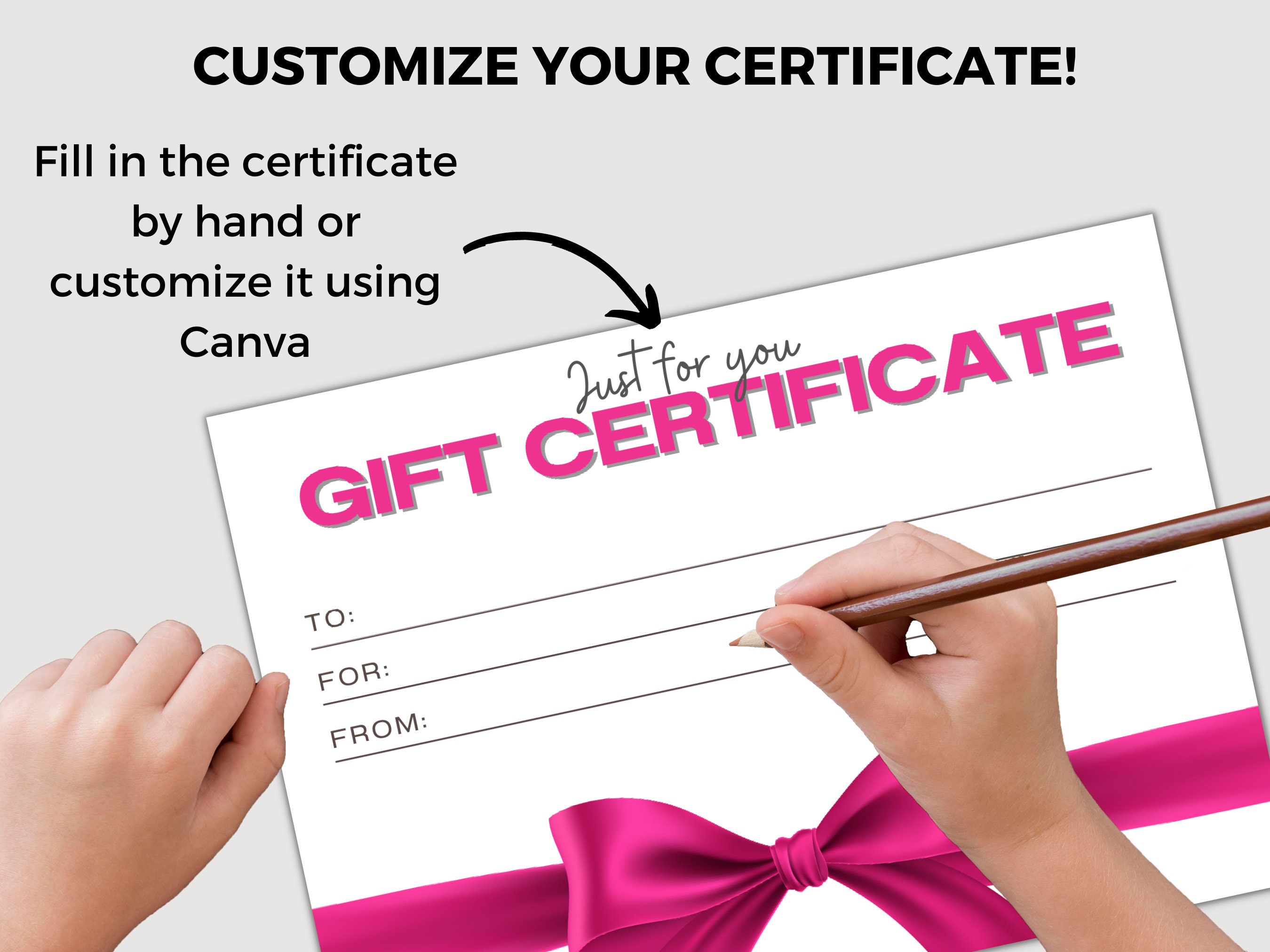 Printable Gift Certificate Custom Gift Certificate Customizable ...