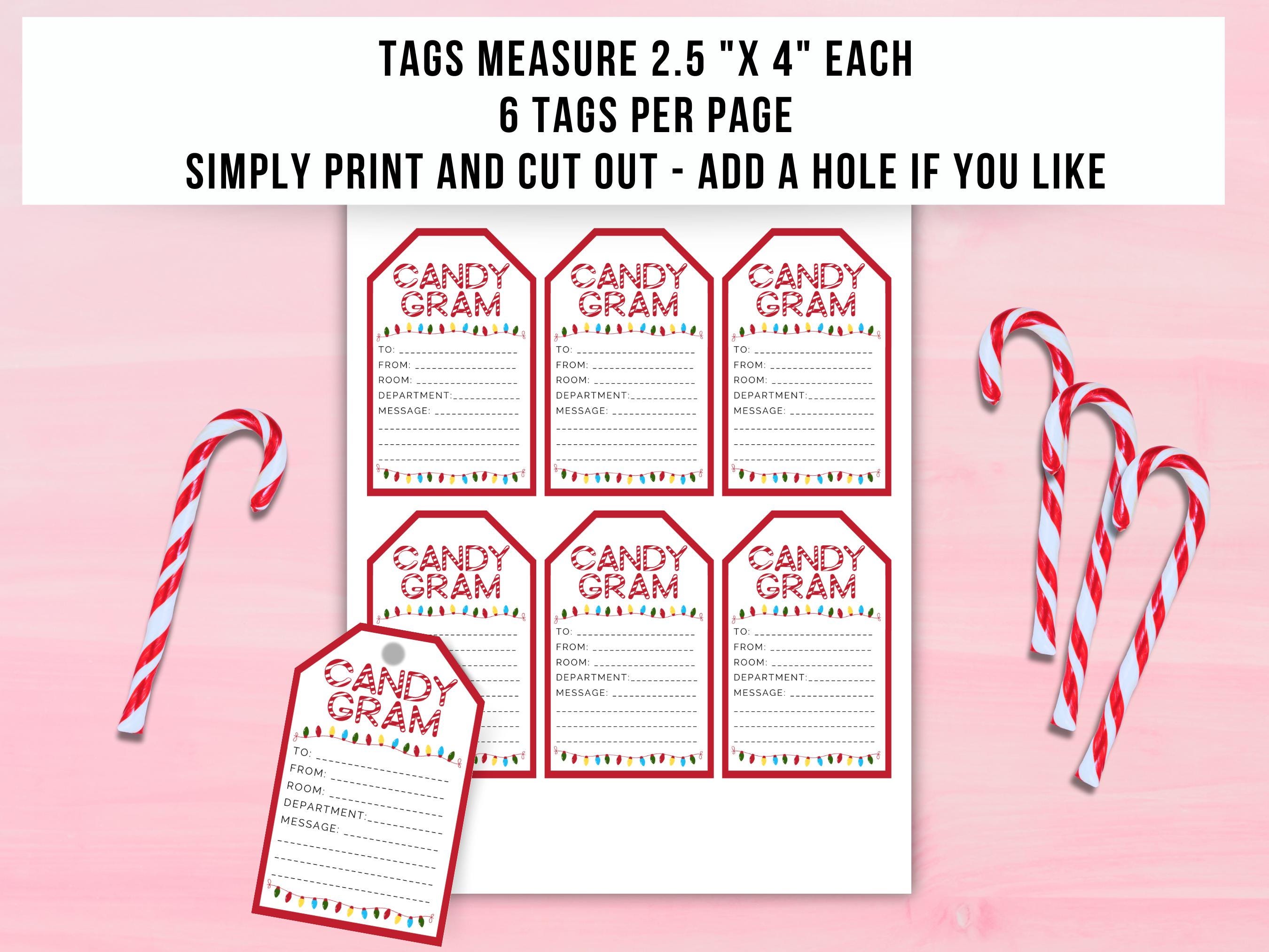 Holiday Candy Gram, Festive Candy Cane Gram, Candy Gram Printable ...