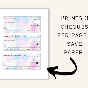 Bank of the Universe Cheque Template Manifestation Cheque Vision Board ...