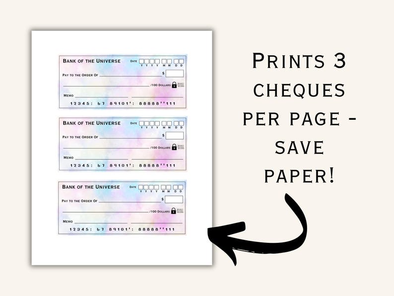 Bank of the Universe Cheque Template Manifestation Cheque Vision Board ...