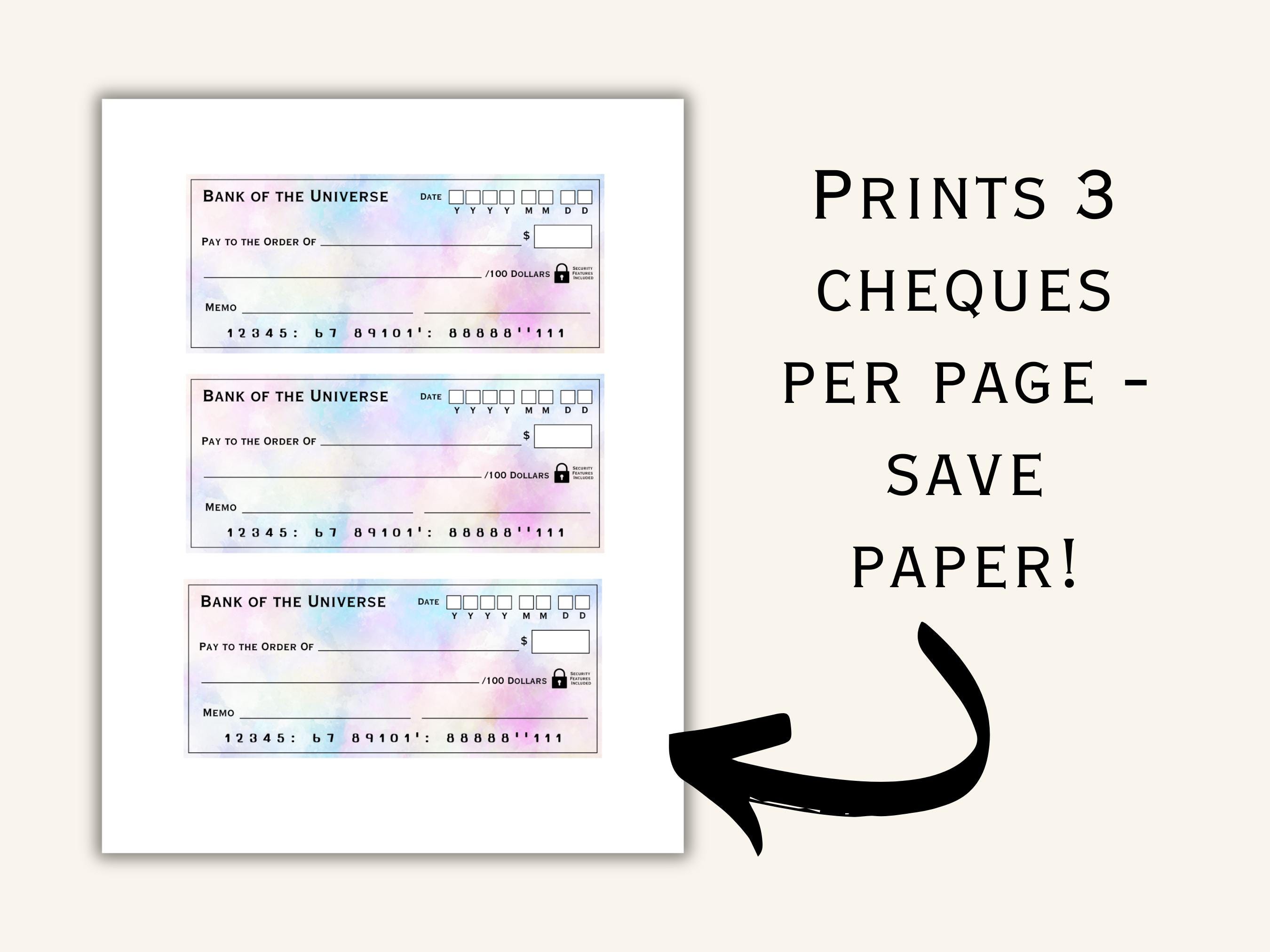 Bank of the Universe Cheque Template Manifestation Cheque Vision Board ...