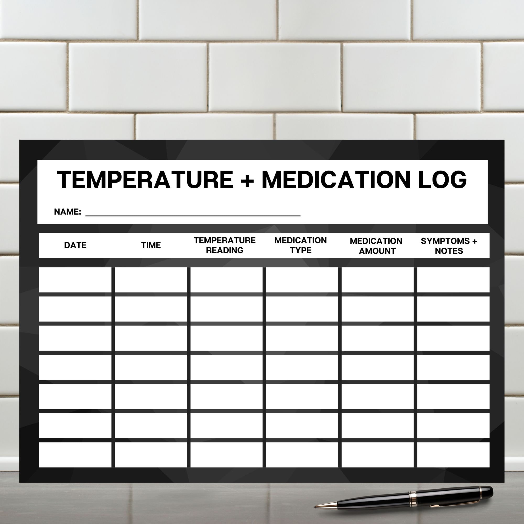 Fever Chart Medication Log for Kids Illness Fever Log Temperature Log ...