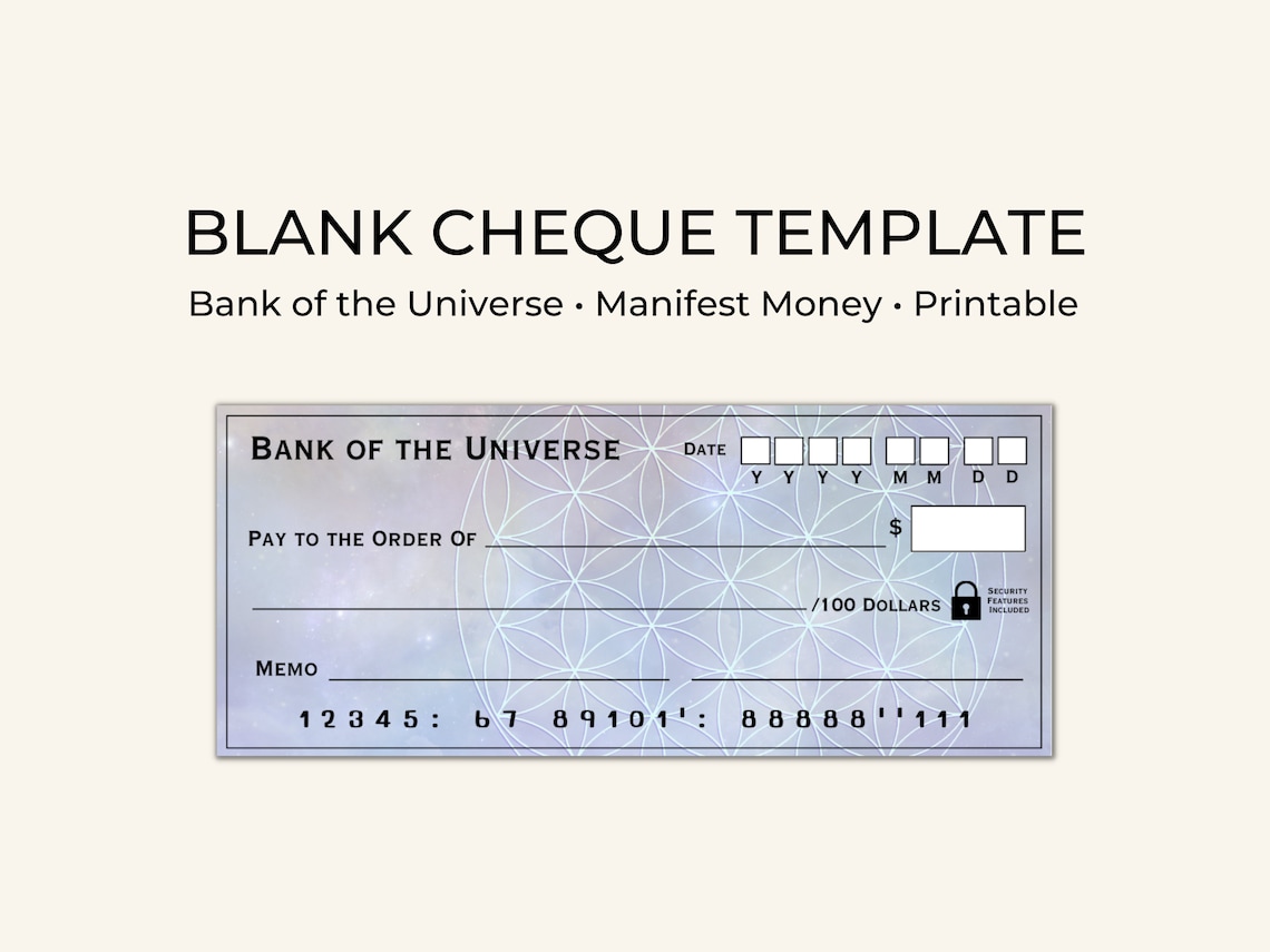 Bank of the Universe Cheque Template Manifestation Cheque Vision Board ...